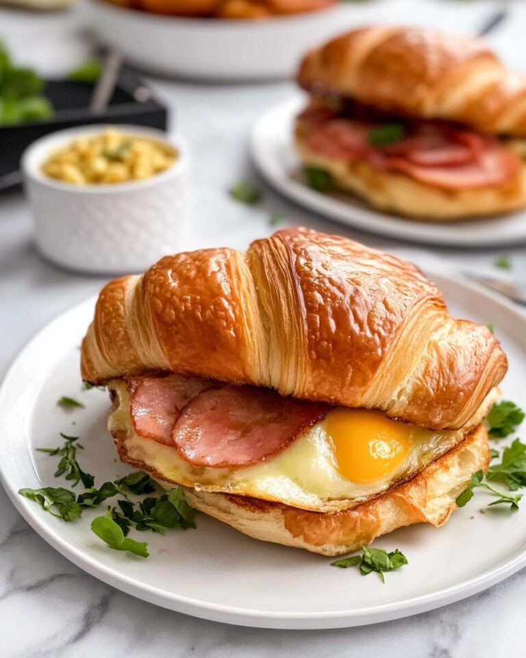 Bacon, Egg, and Cheese Croissant Breakfast Sandwiches