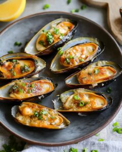 Japanese Dynamite Mussels with Creamy Sriracha Topping