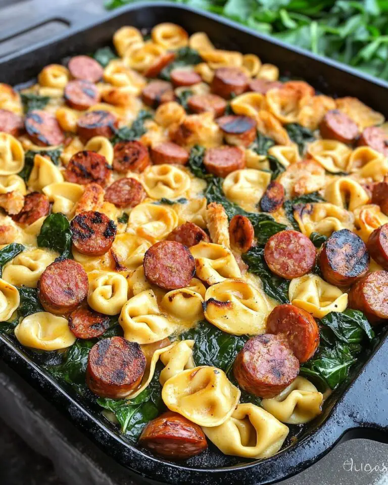 Grilled Kielbasa Tortellini Spinach Casserole